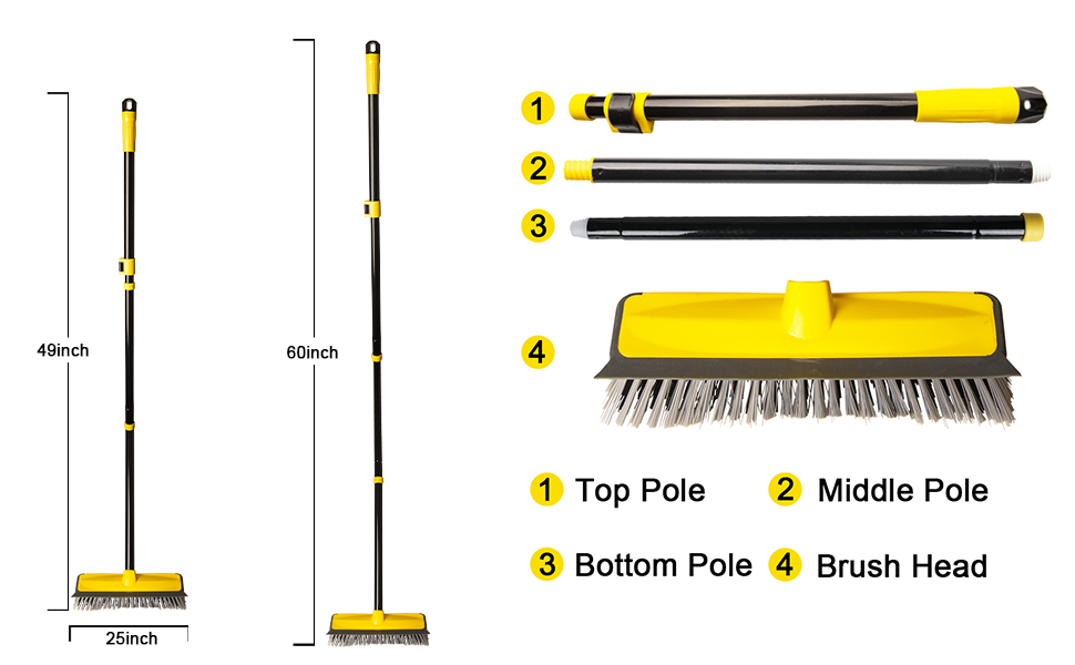 Amazon.com: Floor Scrub Brush with 60” Long Handle,2 in 1 Scrape Brush ...