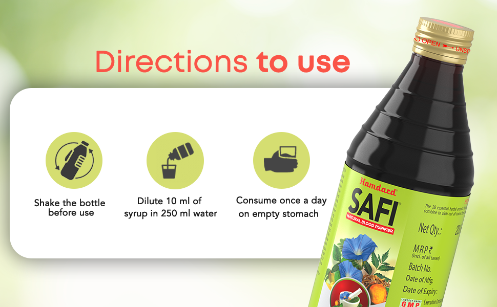 Buy Hamdard Safi Blood Purifier Syrup Skin Care Pimple Free for Natural Glowing Skin 200 ML ...