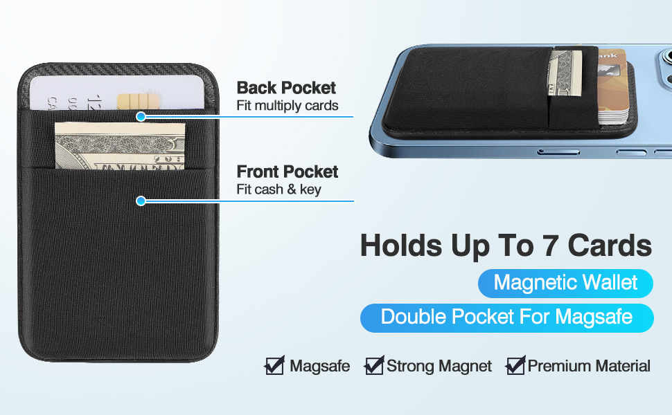 Amazon.com: SHANSHUI Magnetic Wallet, Magnetic Phone Wallet Detachable Double Card Slots Phone ...