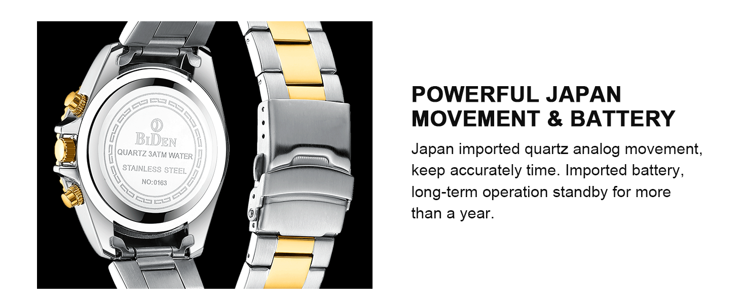 LN LENQIN Mens Watches Analog Quartz Watches with Stainless Steel Straps 30M Waterproof Wrist ...