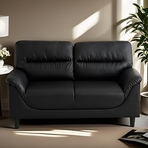 Amazon｜オーエスジェイ(OSJ) ふたりがけソファー ソファー 2人掛け 合皮 幅126 コンパクト PUレザー ブラック｜ソファ・カウチ オンライン通販