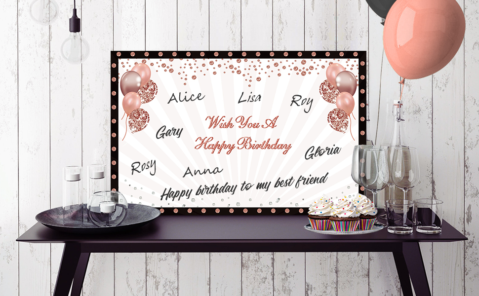 Amazon.com : Kuxriox Large 80th Birthday Card With Envelope, Extra Big Guest Book Rose Gold 80th ...