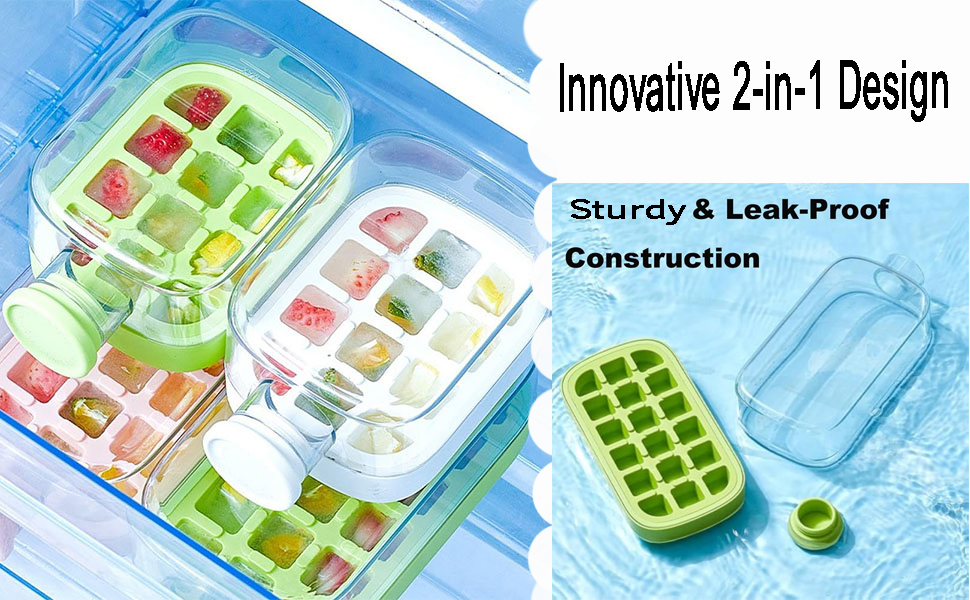 Amazon.com: Ice Cube Bottle, 2 in 1 Touch-Free Ice Cube Tray Water Bottle with Lid and Bin, Ice ...