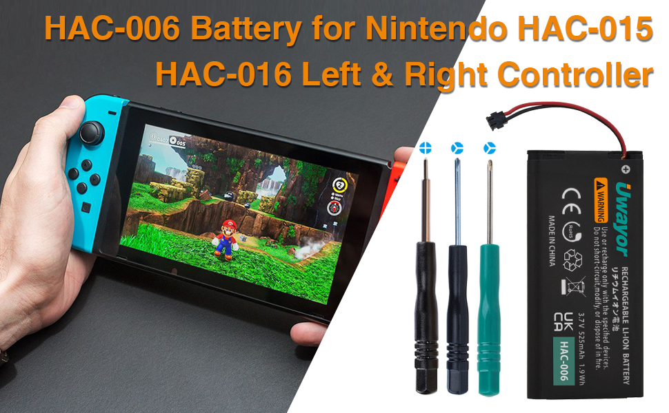 Amazon.com: Uwayor Joy Con Battery Replacement, 4 Pack HAC-006 Battery for Nintendo Switch HAC ...