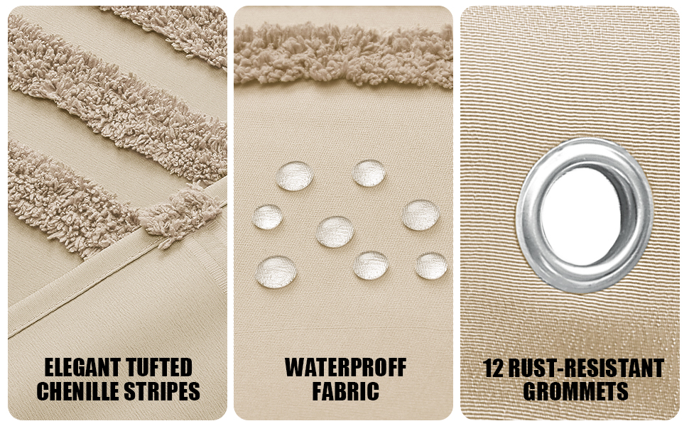 Amazon.com: Dynamene Extra Long Shower Curtains - 72 x 84 Inches Long Textured Tufted Chenille ...