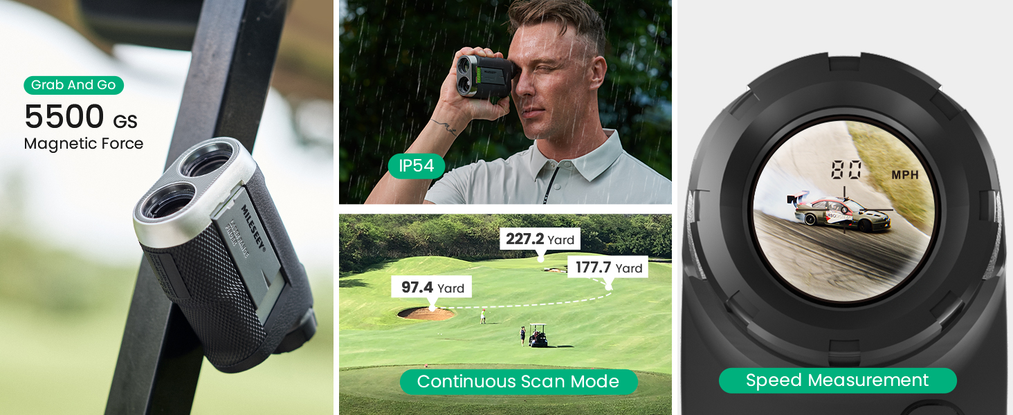 Amazon.com : MILESEEY PF260 Golf Rangefinder with Slope, Removable Battery Power, 1100 yd ...