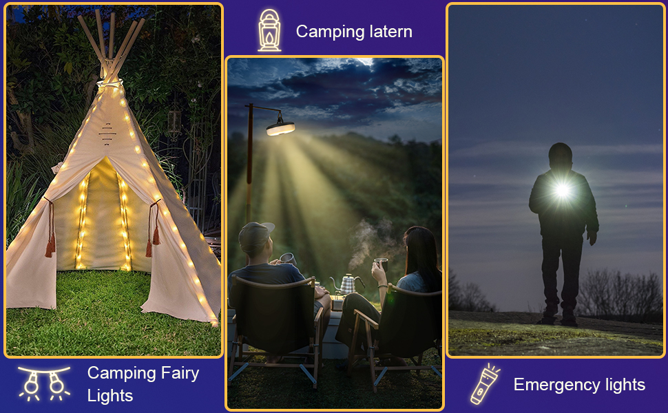 COSANSYS Camping String Lights, Outdoor String Lights with 8 Lighting ...