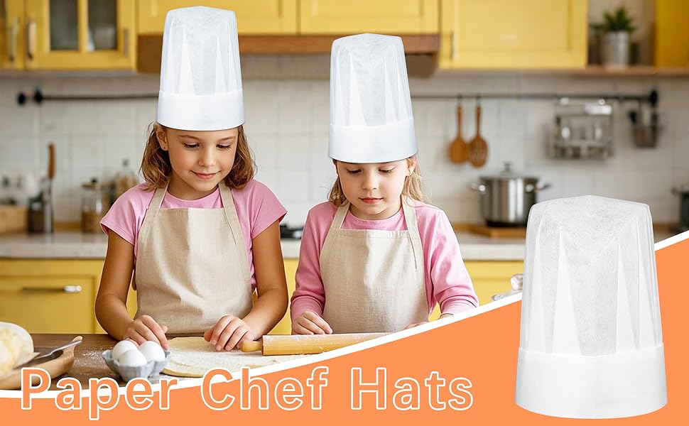 Amazon.com: 12 Pack Chef Hats for Kids, Disposable Paper Chefs Hat Bulk DIY Kids Chef Cap for ...