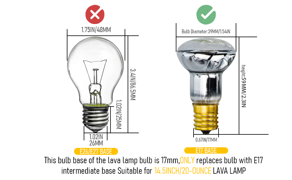 4-Pack Lava Lamp Bulb 25w, 120V R39 E17 25W 4-Pcs Bulb Replacement for Lava Lamps, Glitter Lamps ...