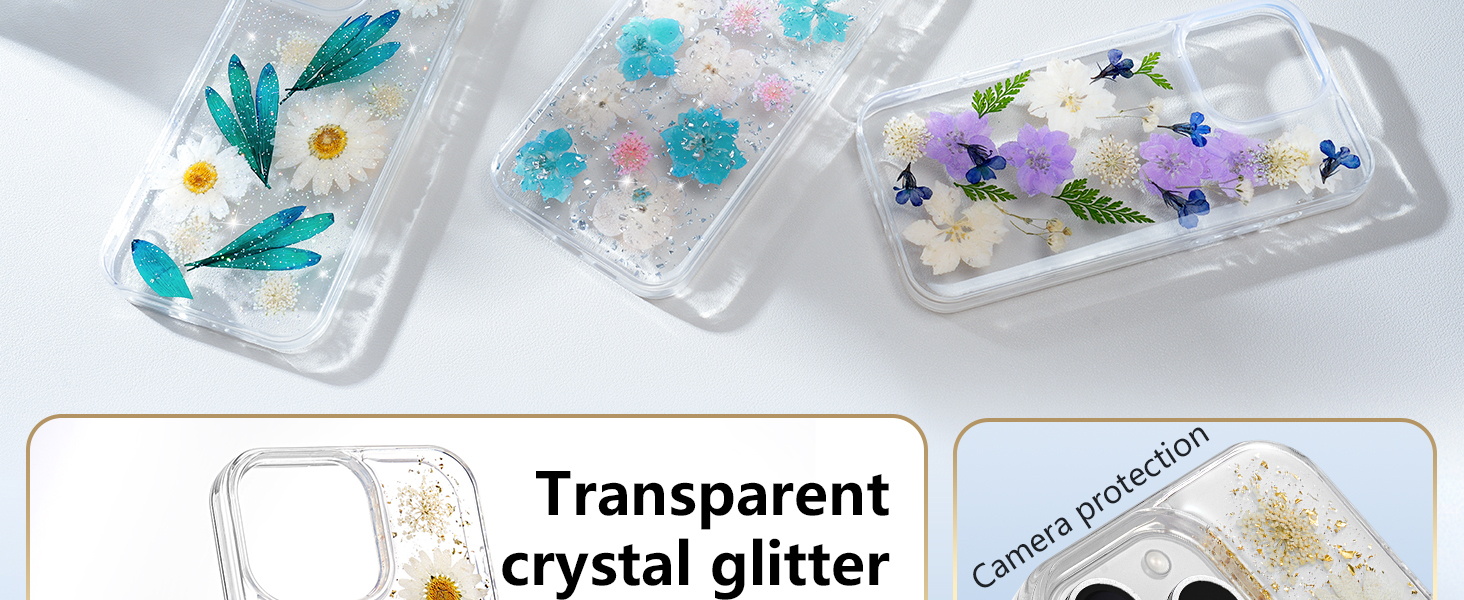 Amazon.com: rongki Floral Case for iPhone 16 Pro Max Clear Case with Real Dried Flower Patterns ...