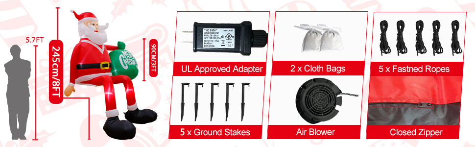 Amazon.com: GUDELAK 8FT Christmas Inflatables Outdoor Decorations, Climbing Santa Blow Up Yard ...