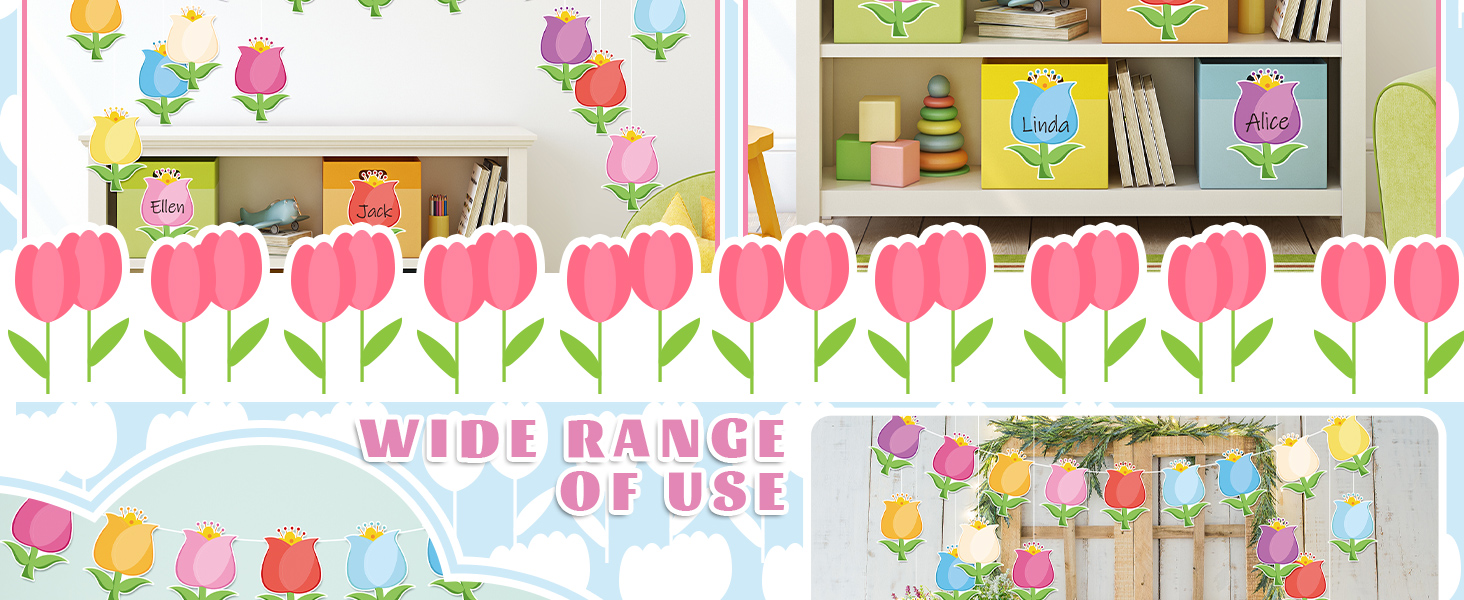 Amazon.com: Whaline 45Pcs Spring Tulip Floral Cutouts Colorful Flower ...