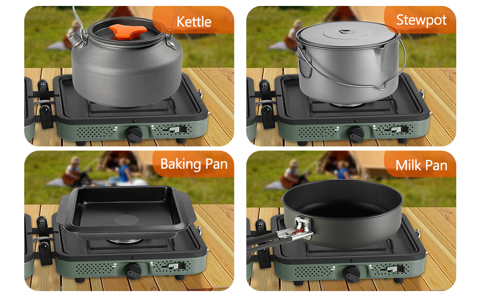 Amazon.com: Julymoda 2 Burner Propane Camping Stove with Grill and Carrying Bag, Portable ...