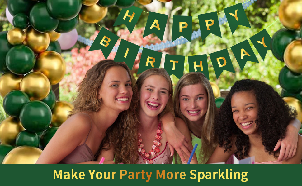 Green Gold Birthday Party Decorations 100pcs Hunter Gold Green Balloons Garland Arch Kit Pre ...