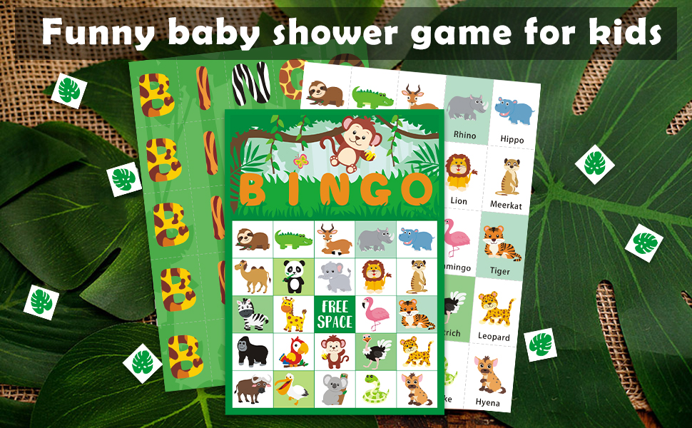 Amazon.com: Bessmoso Safari Party Bingo Game Jungle Theme Party Favors ...