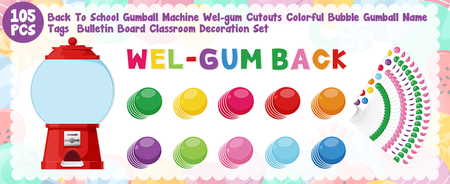 Amazon.com : WATINC 105Pcs Back to School Gumball Machine WEL-Gum ...
