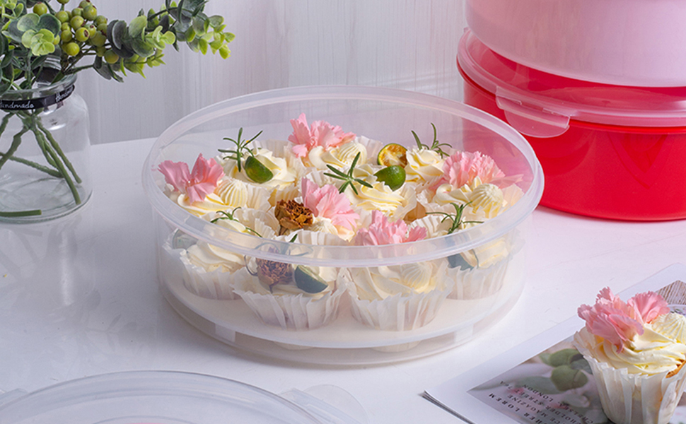 Amazon.com | TRBIDRBO Plastic Pie Carrier with Lid and Handles Easy Lift Food Serving Tray ...