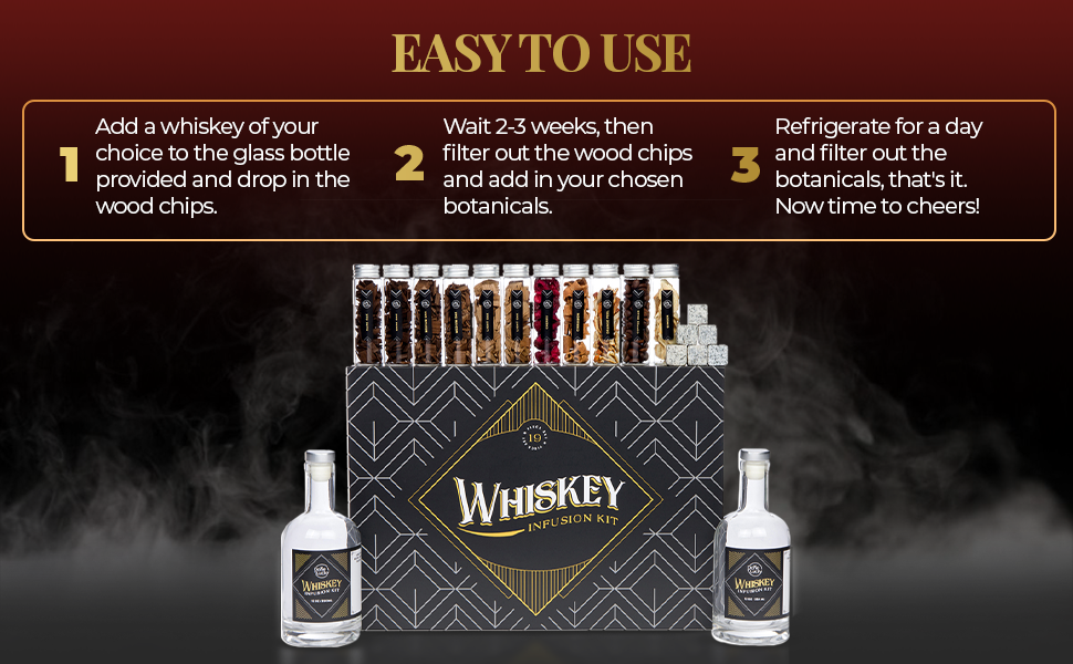 Amazon.com: Whiskey Gifts for Men - Whiskey Infusion Kit with Wood Chips, Botanicals, & Whiskey ...