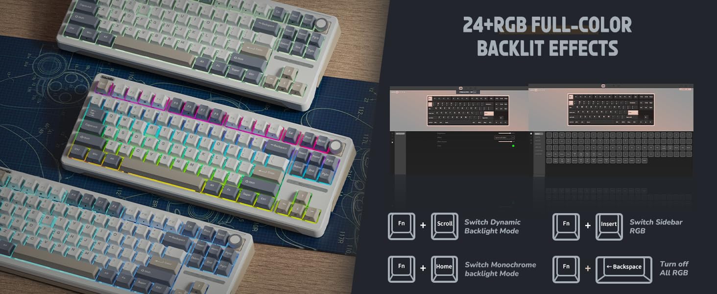 Amazon.com: iLovBee B87 Wireless Gaming Keyboard with Knob, 75% Percent PC Gaming Keyboard with ...