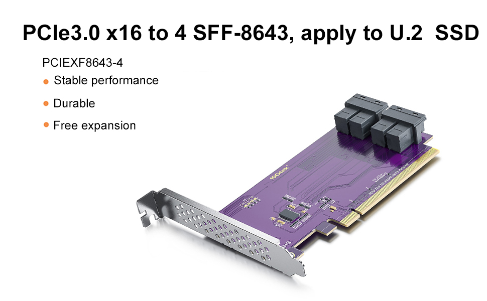 10Gtek® PCIe 3.0 X16 zu SFF-8643 Adapter für U.2 SSD, X16, SFF-8643 ...