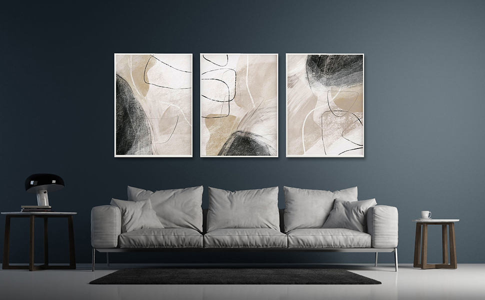 Amazon.de: Sarah Duke 3er Abstrakt Poster Set, Beige Grau Aquarell Wandbilder Kunstposter, Ohne ...