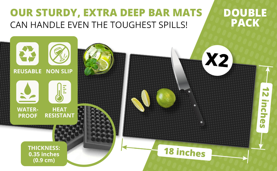 Amazon.com: Bar Mat Set (2 Pack, 18"x12") - Non-Slip Rubber Mats for ...
