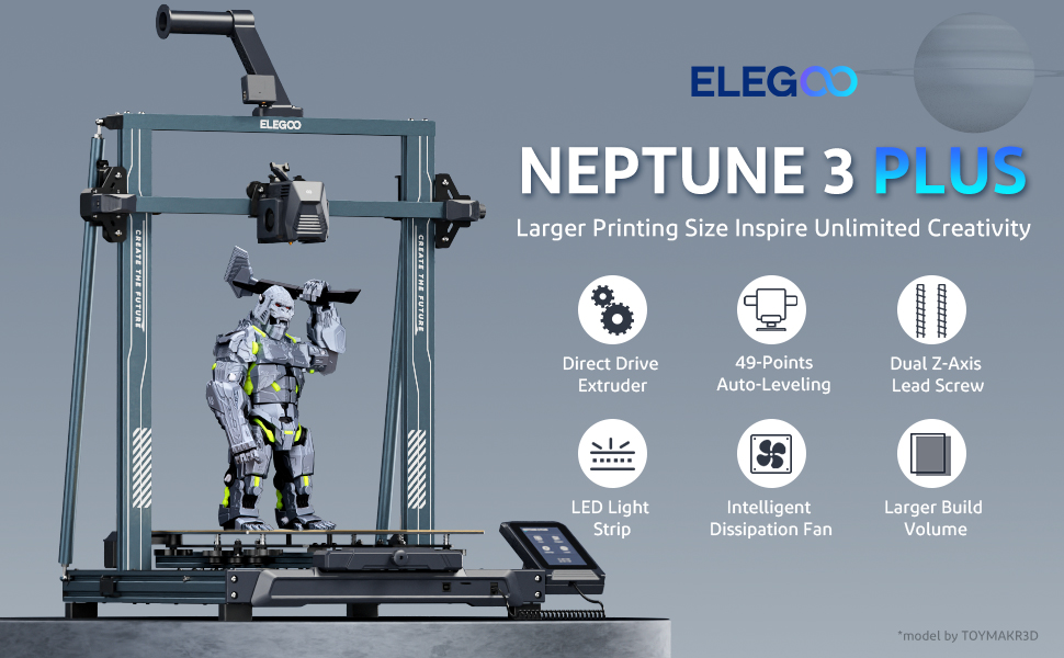 ELEGOO Neptune 3 Plus Auto Leveling 3D Printer, Quick Assembly FDM ...