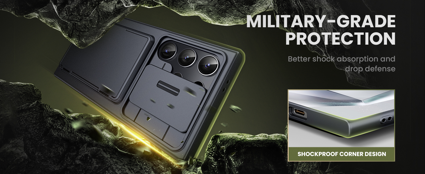 Amazon.com: TONGATE for S24 Ultra Case with Card Holder & Camera Cover & Kickstand [RFID ...