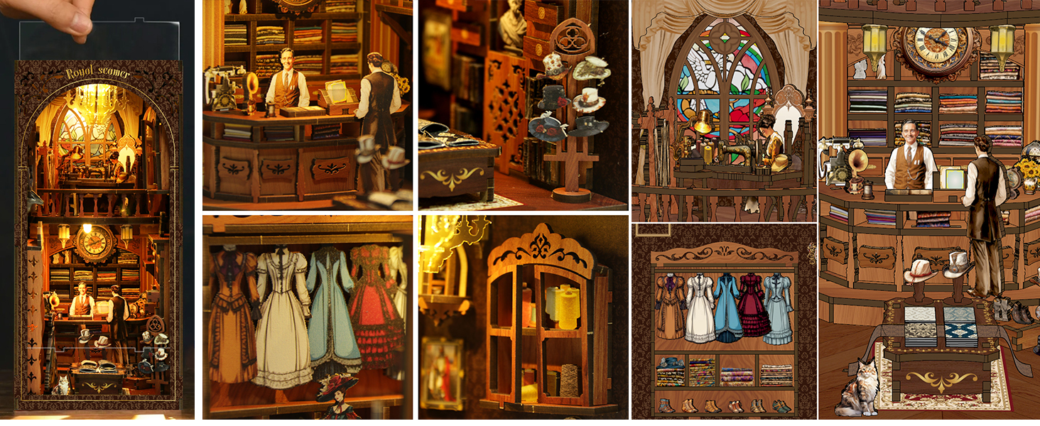 Amazon.com: ISSEVE Book Nook Kit, DIY 3D Wooden Puzzle Dollhouse Booknook for Adults, Tiny ...