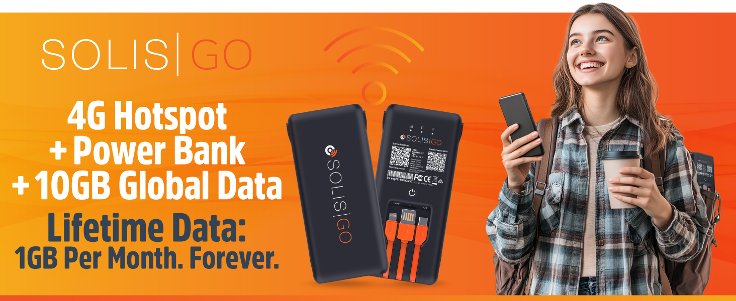 Amazon.com: SIMO Solis Go 4G Mobile Hotspot WiFi Power Bank with Built-in Cables for Travel in ...