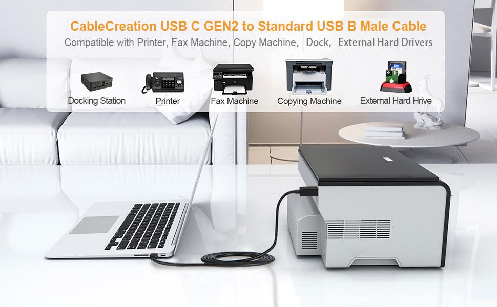 USB 3.1 C to USB B Cable 4FT, CableCreation USB Printer Cable USB B to ...