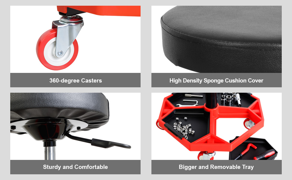 Amazon.com: BIG RED ATRXF8308R Torin Heavy Duty Pneumatic Garage Rolling Stool/Creeper Seat with ...