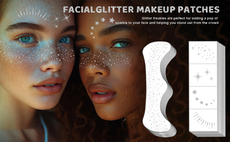 Amazon.com : 50 Pcs Makeup Patches,Silver-Face Glitter Speckles Patches,Glitter Freckles Face ...