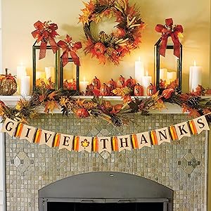 Amazon.com: Thanksgiving Maple Leaf Burlap Pennant Banner Flag Felt ...