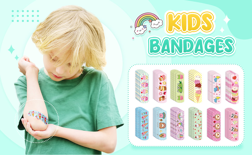 Amazon.com: Kids Adhesive Bandages Bulk Cute Cartoon Bandages for Kids Waterproof Breathable ...