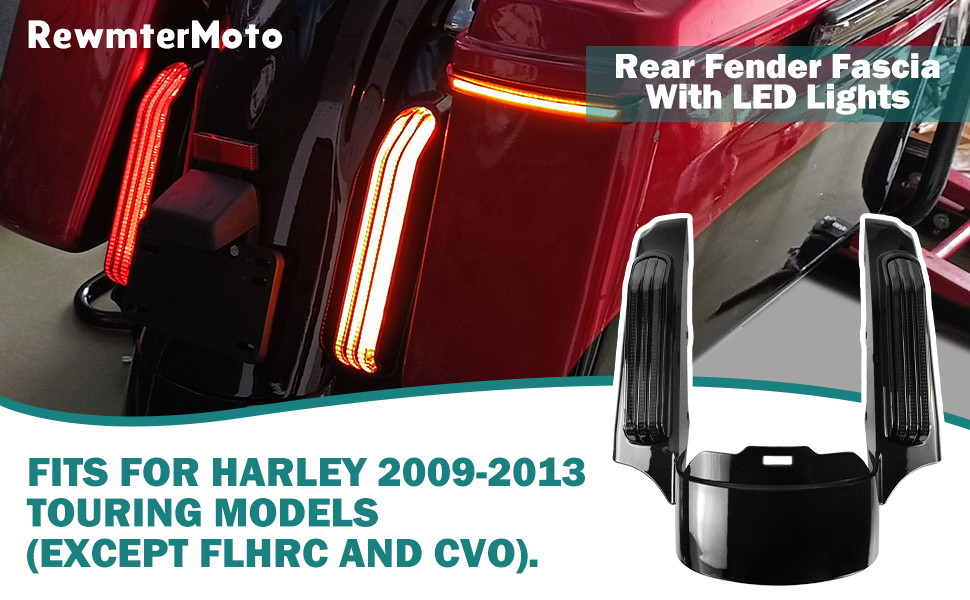 Amazon.com: rewmtermoto Motorcycle LED Rear Fender Extension Fascia Mudguard with Turn Signals ...