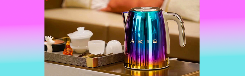 Amazon.de: AKIS La Fête Design Toaster und Wasserkocher Set aus Edelstahl in Regenbogen bunter ...