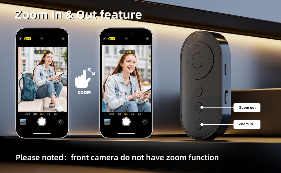 Amazon.com: Bluetooth Camera Remote Shutter with Zoom and Front/Rear Camera Switch for Photo and ...