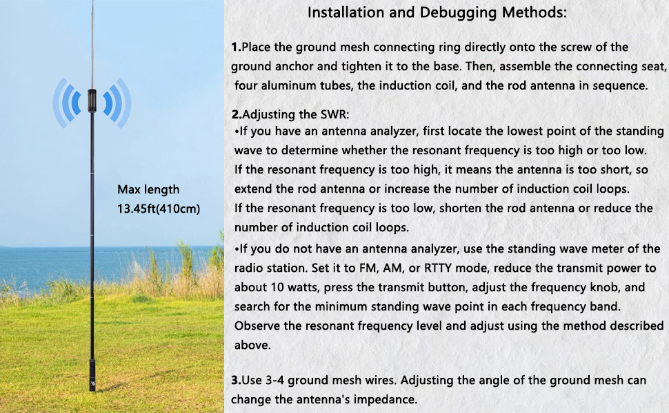 Amazon.com: JPC-12 HF Antenna for Ham Radio, 7MHz-50MHz All Band Vertical Antenna with Slide ...