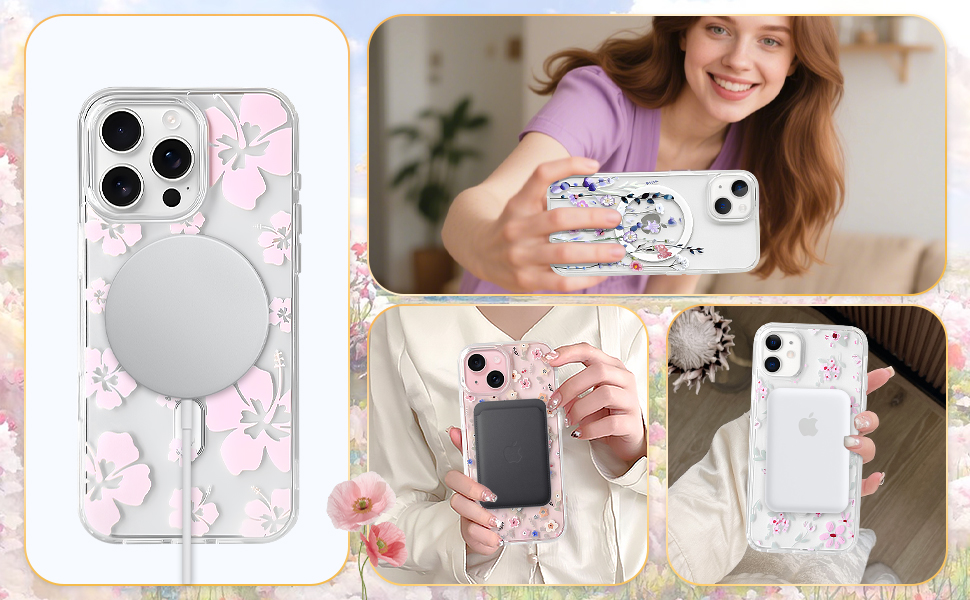 Amazon.com: Lovmooful Magnetic Compatible for iPhone 16 Case Compatible for MagSafe Cute Clear ...