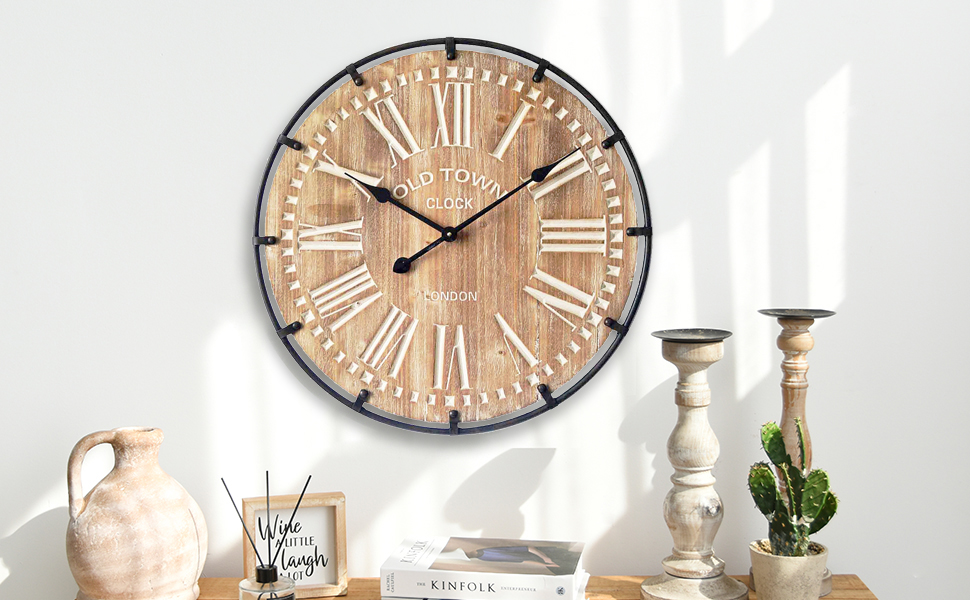 Amazon.com: MODE HOME 24 Inch Oversized Famhouse Wall Clock, Rustic ...