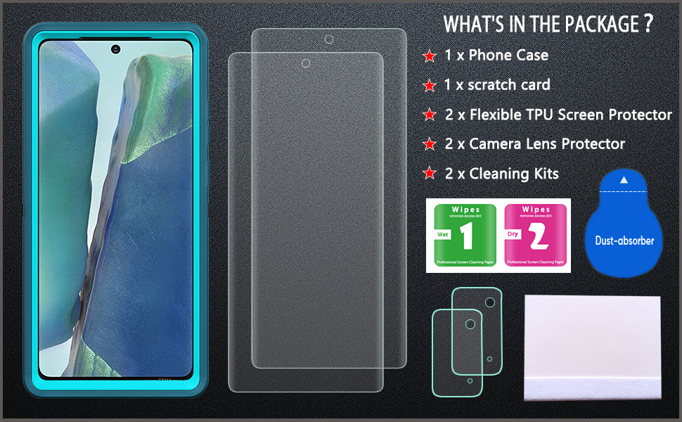 Amazon.com: YKHJKLEC for Samsung Galaxy Note 20 Case, with 2Pcs [Self Healing Flexible TPU ...