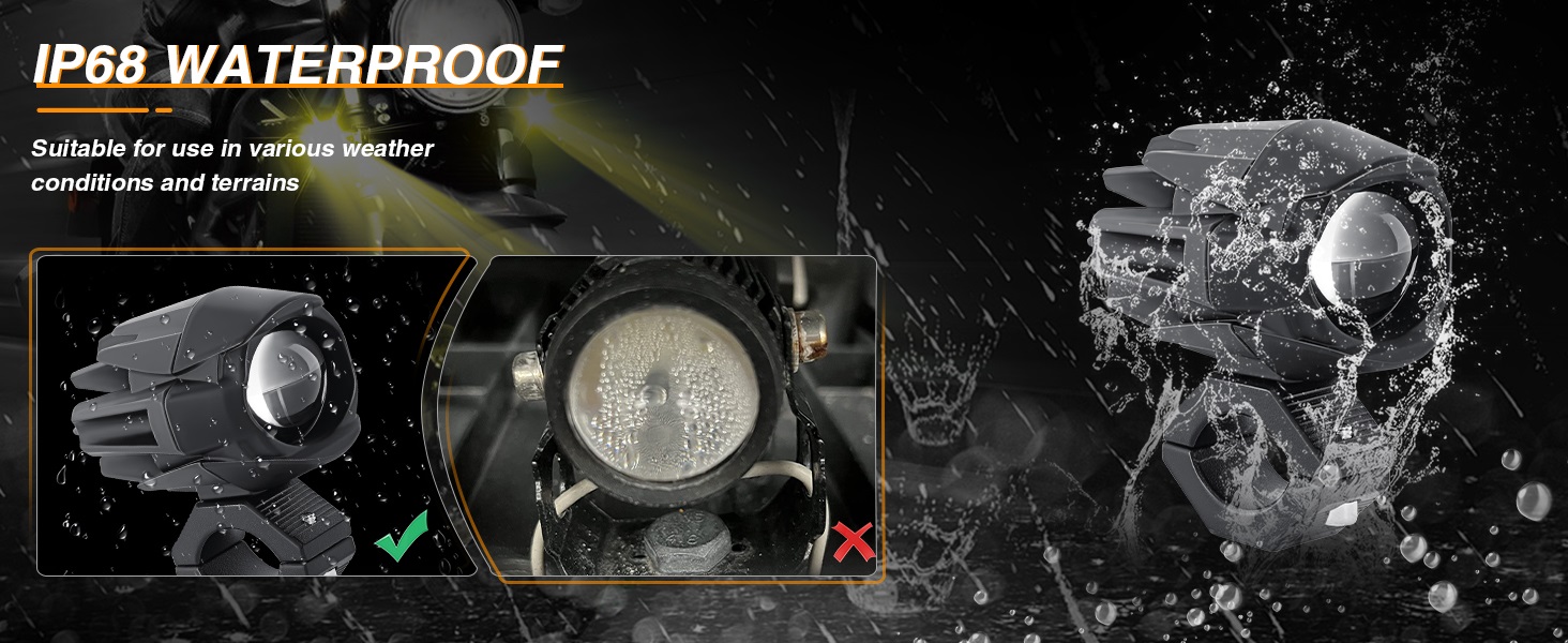 Amazon.com: BraveWAY Motorcycle Fog Lights 60W 18000LM 7 Modes Strobe LED Driving Spotlight ...