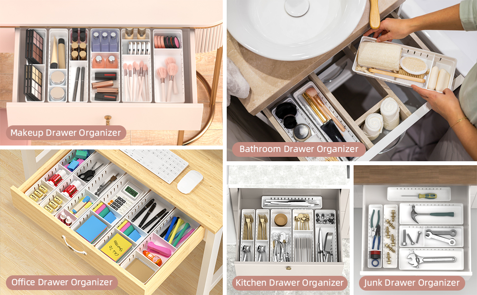 Amazon.com: Pluspace 6 PCS Desk Drawer Organizer, Bathroom Drawer ...