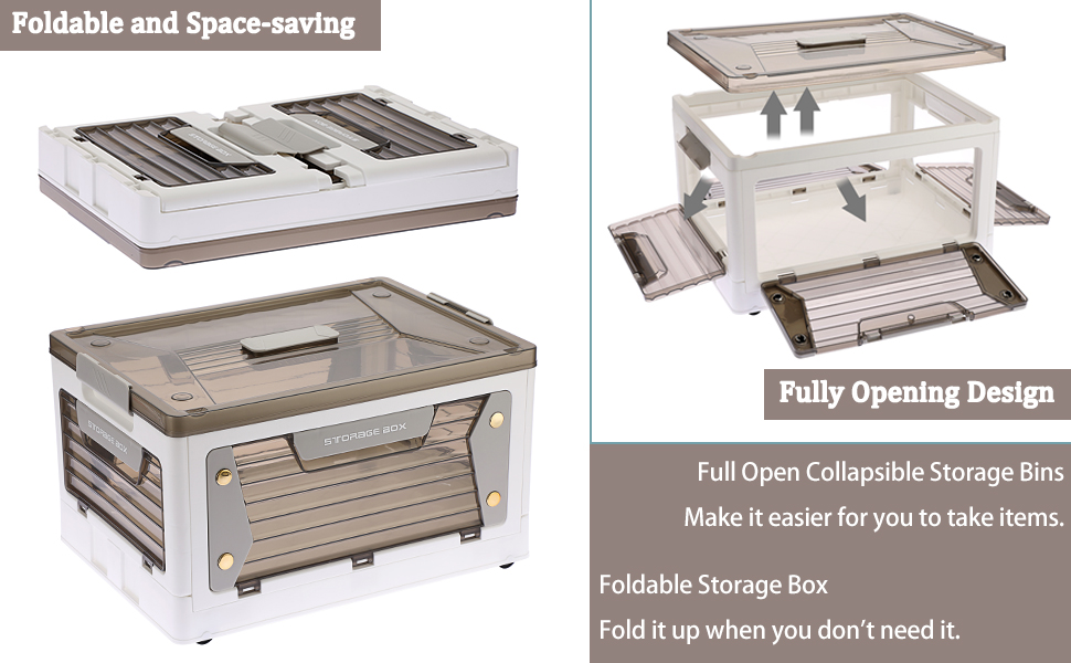 Amazon.com - BTSKY 2 Pack Plastic 4 Doors Collapsible Storage Bins with ...