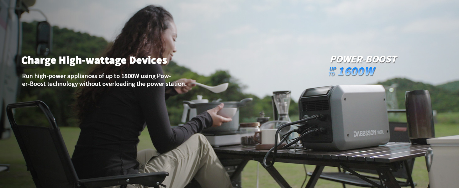 Amazon.com : Dabbsson Solar Generator 1000L, 1008Wh Semi-Solid LiFePO4, 1200W AC Output/100W USB ...