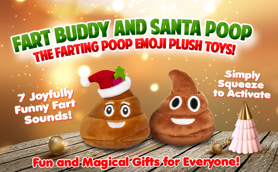 Amazon.com: 2 Pack Farting Poop Emoji & Santa Plush Toy - Face ...