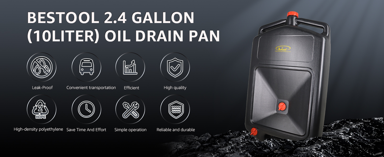 Amazon.com: BESTOOL Low Profile 2.4 Gallon (10 Liter) Oil Drain Pan, Waste Oil Storage Container ...