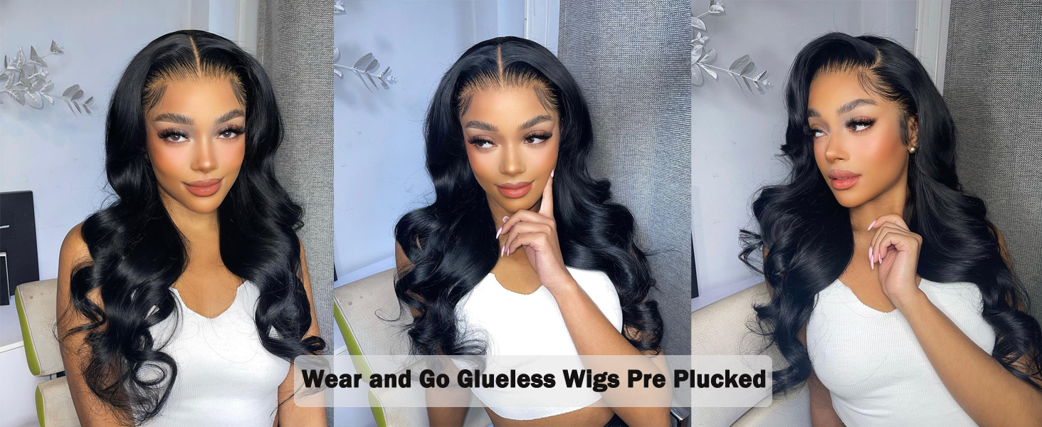 Amazon.com : 250 Density HD Body Wave Lace Front Wigs Human Hair Pre Plucked 13x4 Wear and Go ...