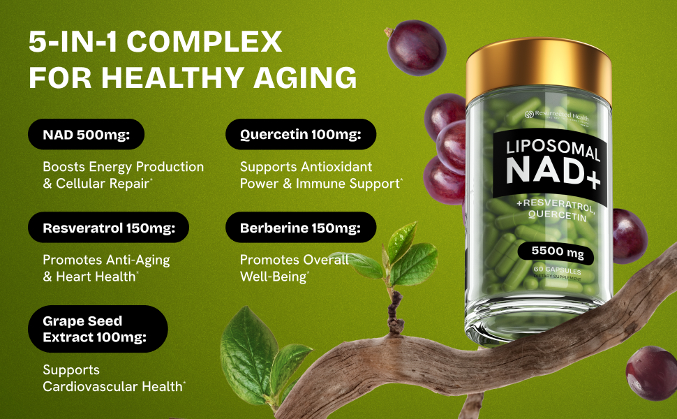 Amazon.com: Resurrected Health NMN Supplement Alternative - High Absorption NAD, Resveratrol ...